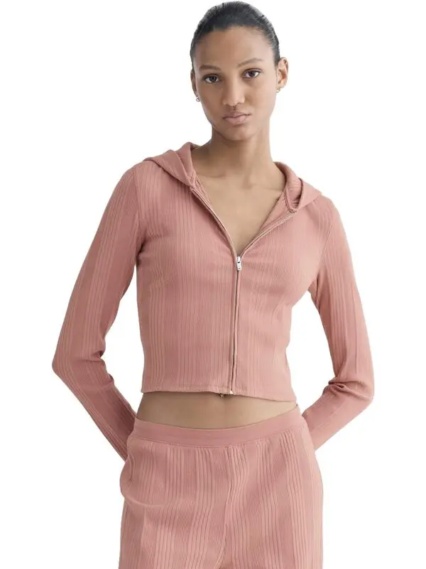 Everlane Lounge Ribbed Knit Hoodie - Ash Rose