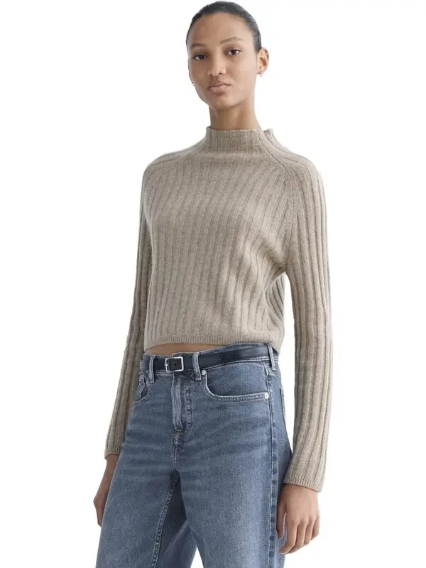 Everlane Funnel-neck Cropped Sweater - Oatmeal