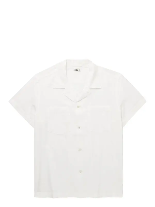 BODE Camp-collar Cotton-voile Shirt - White