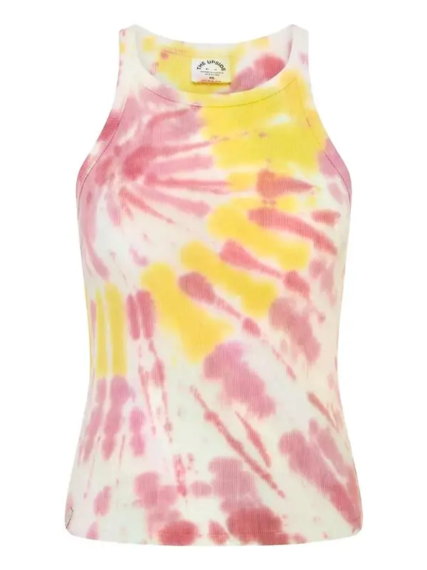 The Upside Ribbed Tie-dye Tank Top - White