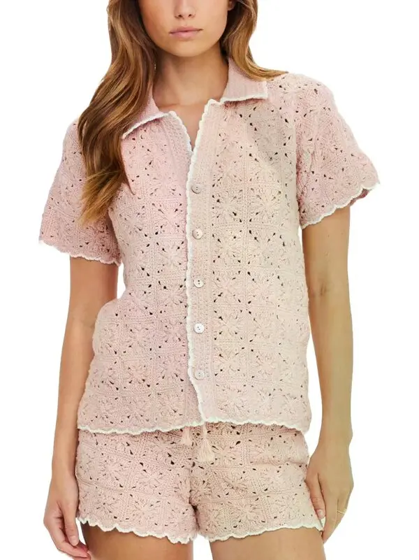The Upside Anoki Crochet Shirt - Pink