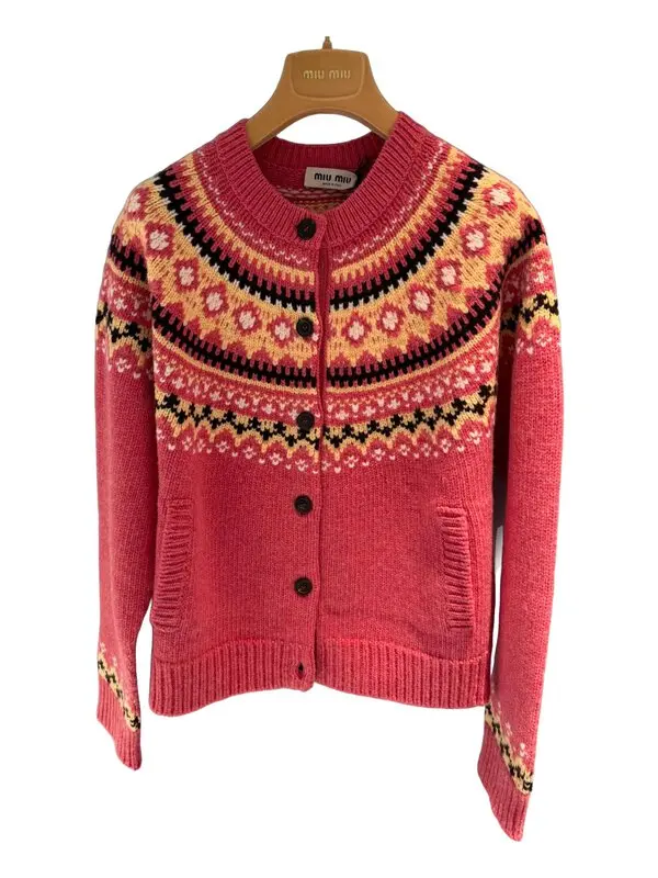 Miu Miu Fair Isle Cardigan - Pink