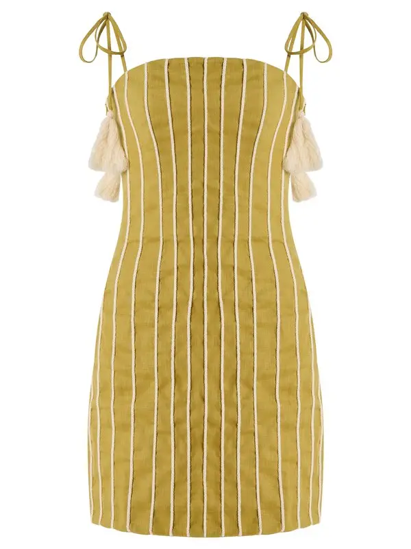 ANDRES OTALORA Postales Linen Mini Dress - Green
