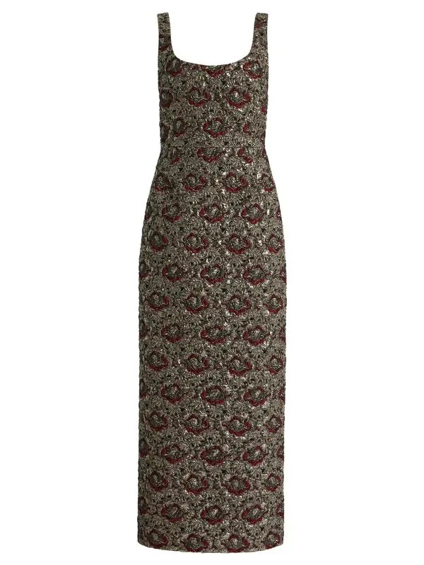 Simkhai Ravenna Metallic Jacquard Midi Dress - Multi