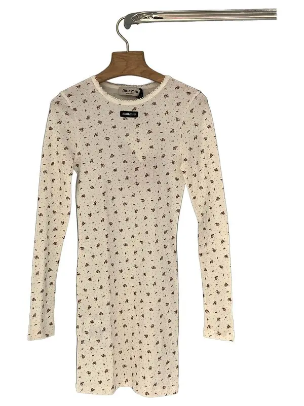 Miu Miu Floral Tshirt Dress - White