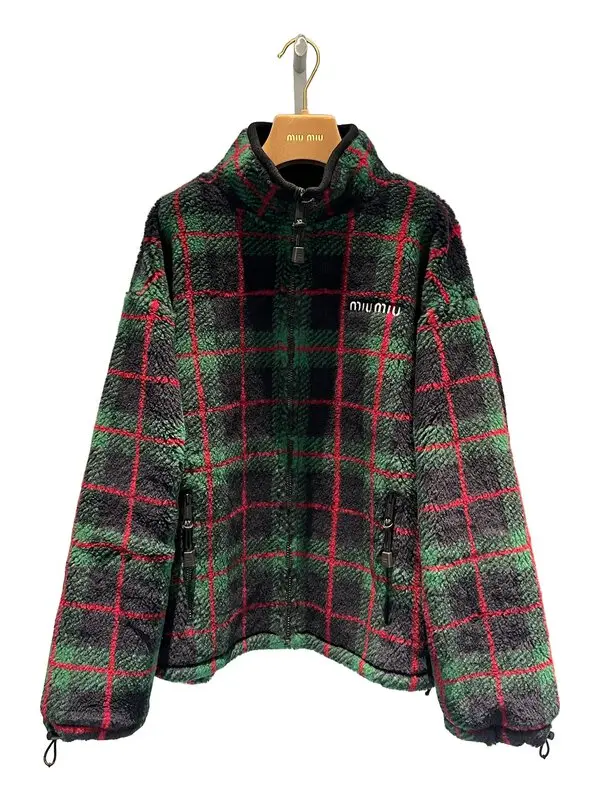 Miu Miu Fleece Jacket Red Plaid - Green/black/red