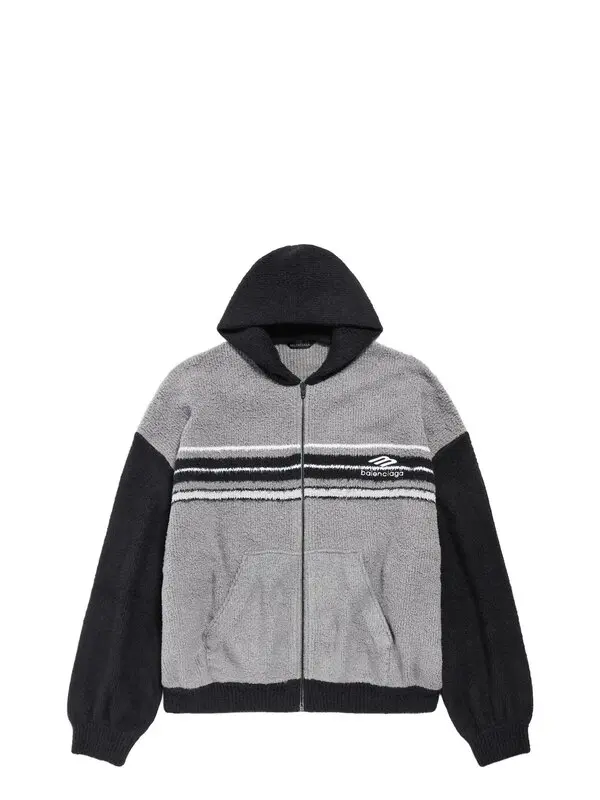 Balenciaga Fluffy Zip-up Hoodie - Grey & Silver