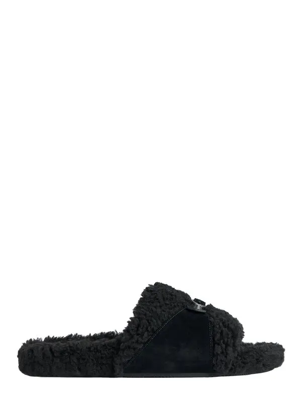 Balenciaga Furry Slide Sandal - Black