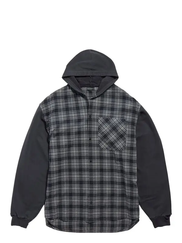 Balenciaga Hooded Hybrid Shirt - Grey & Silver