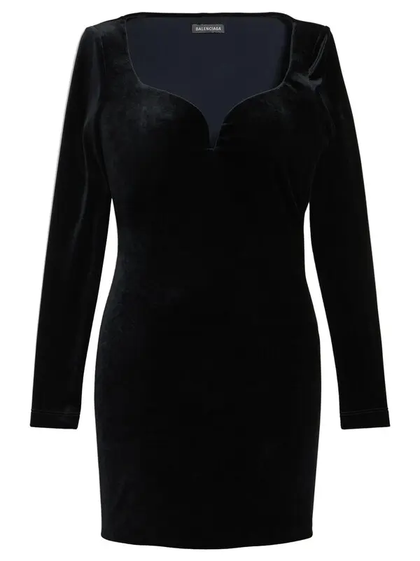 Balenciaga Sweetheart Velvet Dress - Black