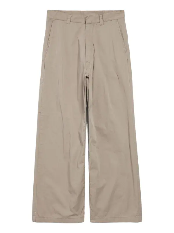Balenciaga Wide Leg Cotton Twill Workwear Pants - Beige