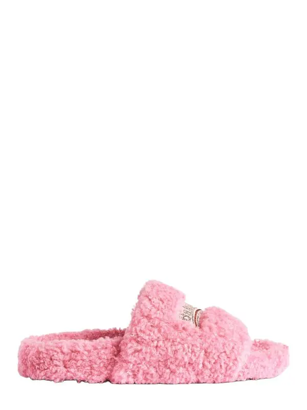 Balenciaga Furry Slide Sandal - Pink