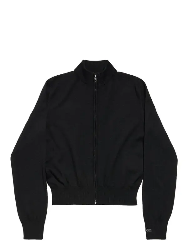 Balenciaga Zip-up Wool Knit Sweater - Black