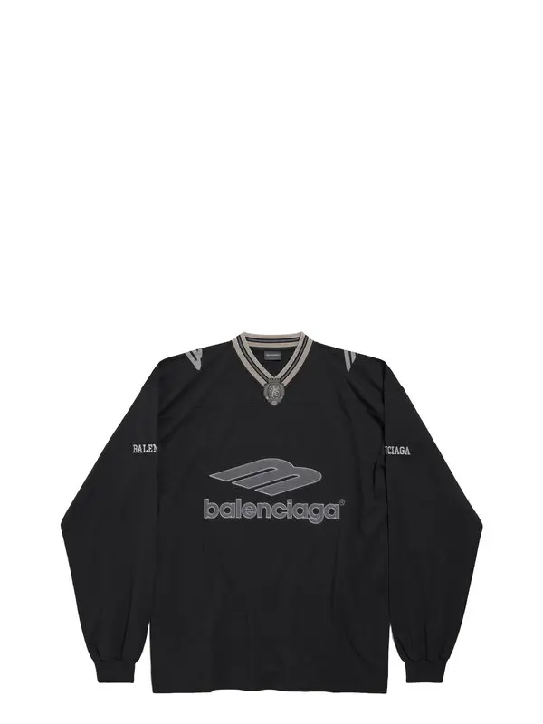 Balenciaga 3b Football Long Sleeve V-neck T-shirt - Black