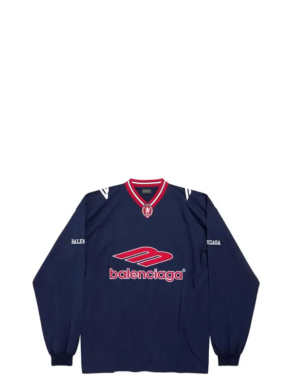 Balenciaga 3b Football Long Sleeve V-neck T-shirt - Blue