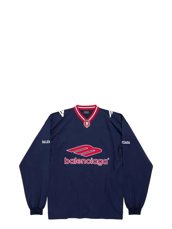 Balenciaga 3b Football Long Sleeve V-neck T-shirt - Blue