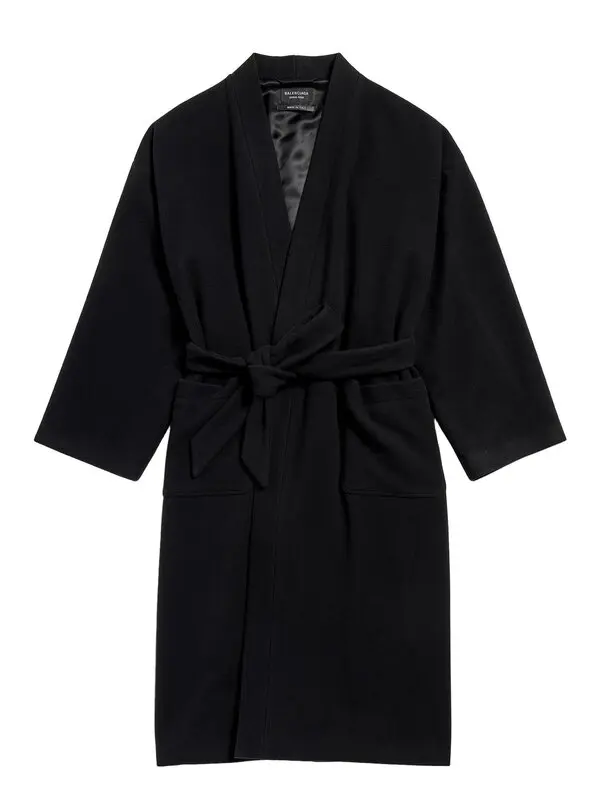 Balenciaga Belted Bathrobe Coat - Black