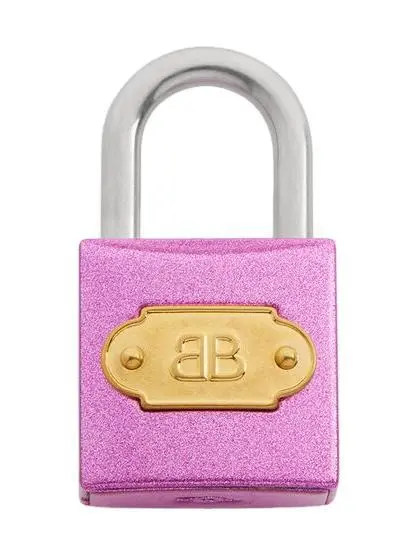 Balenciaga Bb Padlock Charm Keychain - Pink