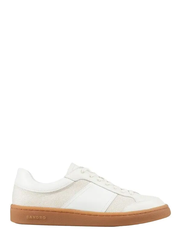 Sandro Leather And Mesh Trainers - Ecru