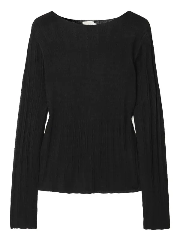 DEIJI STUDIOS Open Work Ribbed Ecovero-blend Top - Black
