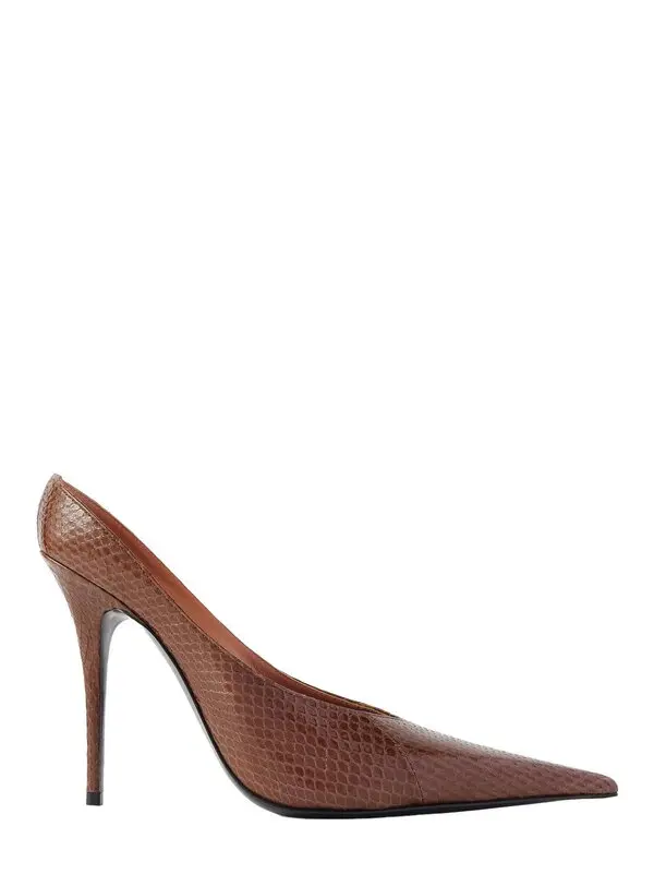 Amina Muaddi Anok Snake Pumps - Brown