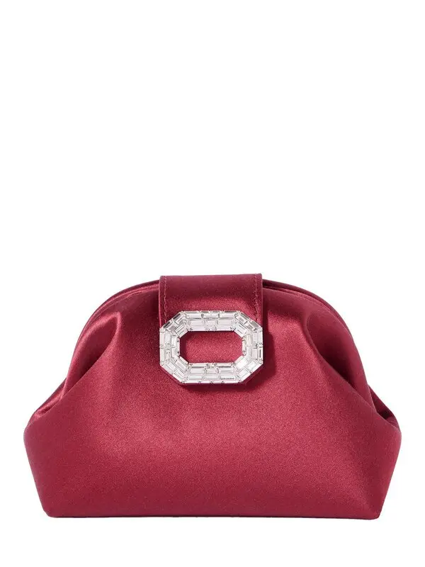 Amina Muaddi Camelia Micro Crystal-embellished Clutch - Burgundy