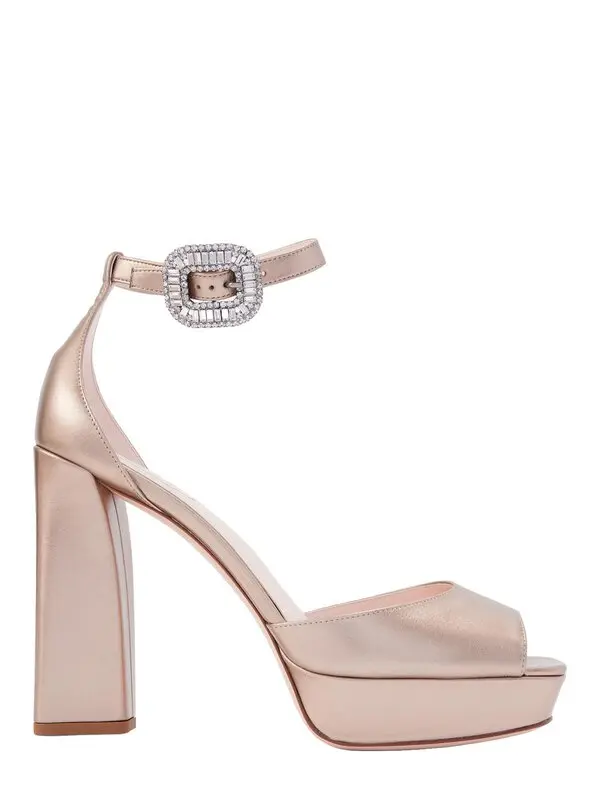 ROGER VIVIER Strass 120 Crystal-embellished Platform Sandals - Gold