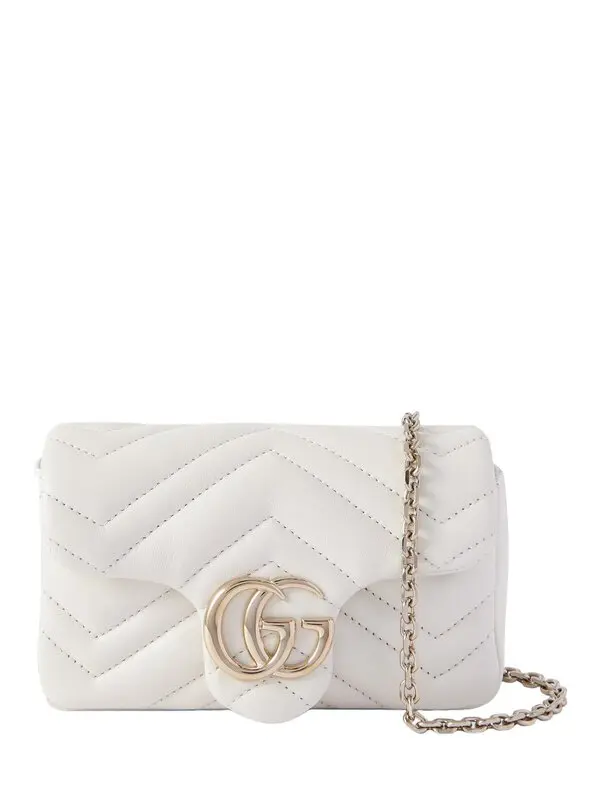 Gucci Gg Marmont Mini Matelassé Leather Shoulder Bag - White