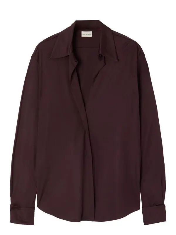 Dries Van Noten Satin-jersey Shirt - Brown