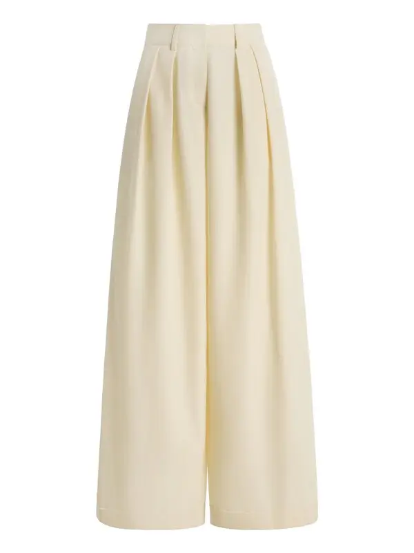 Françoise Mila Wool Wide Leg Pants - Yellow
