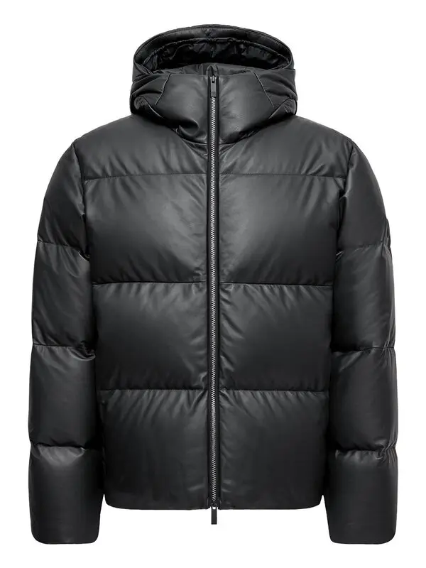 Moncler Mentone Hooded Nappa Leather Down Jacket - Black