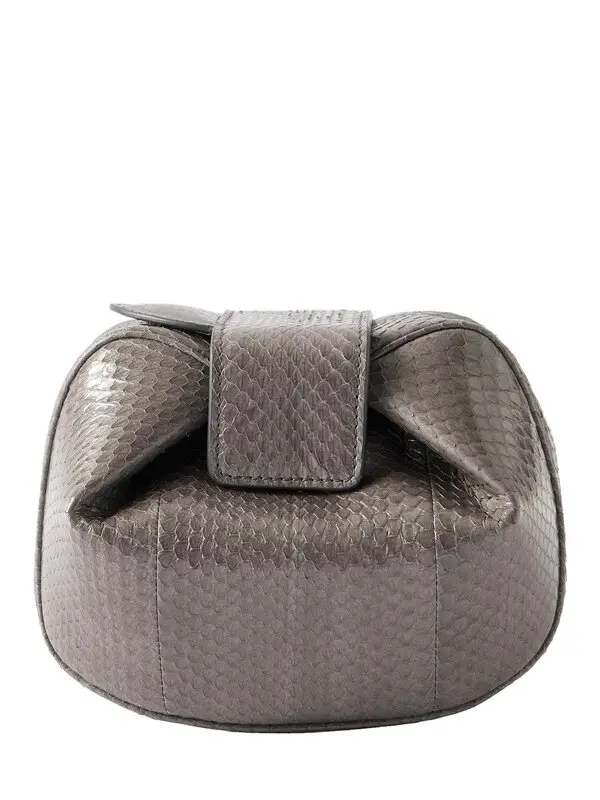 Gabriela Hearst Soft Demi Snake-effect Leather Clutch - Gray