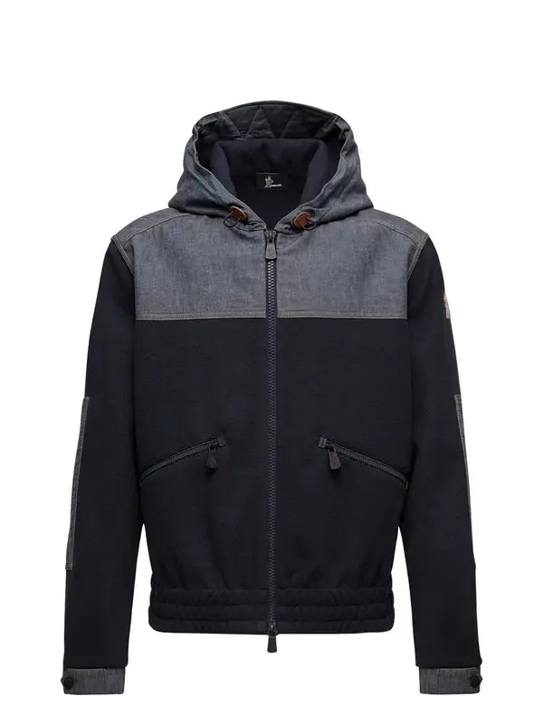 Moncler Cotton Zip-up Hoodie - Blue