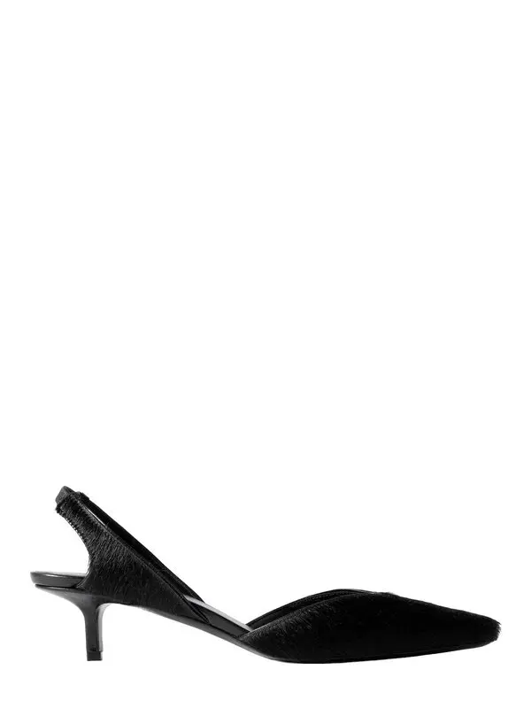 Loulou De Saison Akila Calf Hair Slingback Pumps - Black