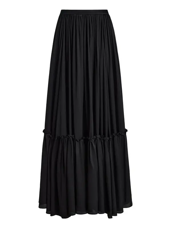 Françoise Satin Maxi Skirt - Black