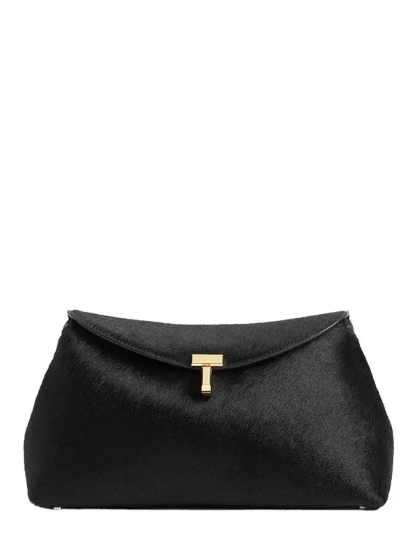 TOTEME T-lock Pony Hair Clutch - Black