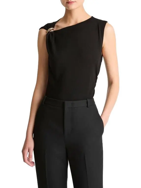 Vince Draped Sleeveless Wool-blend Top - Black