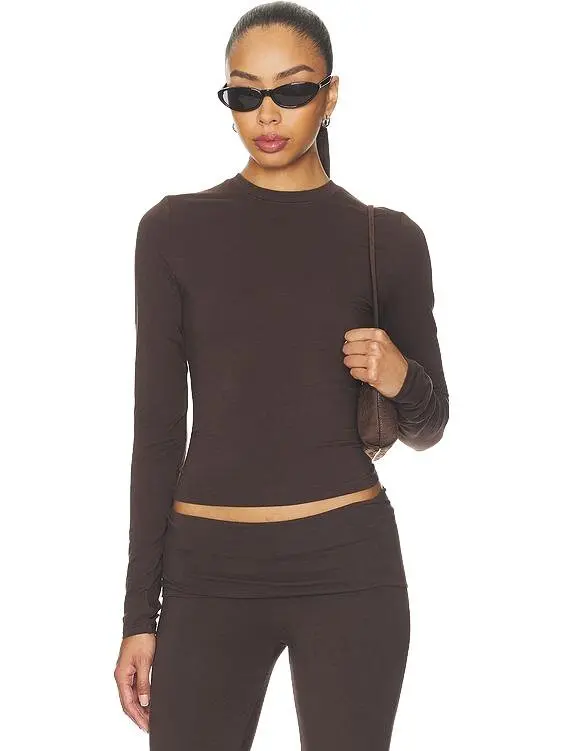 SKIMS Cotton Jersey Long Sleeve T-shirt - Espresso