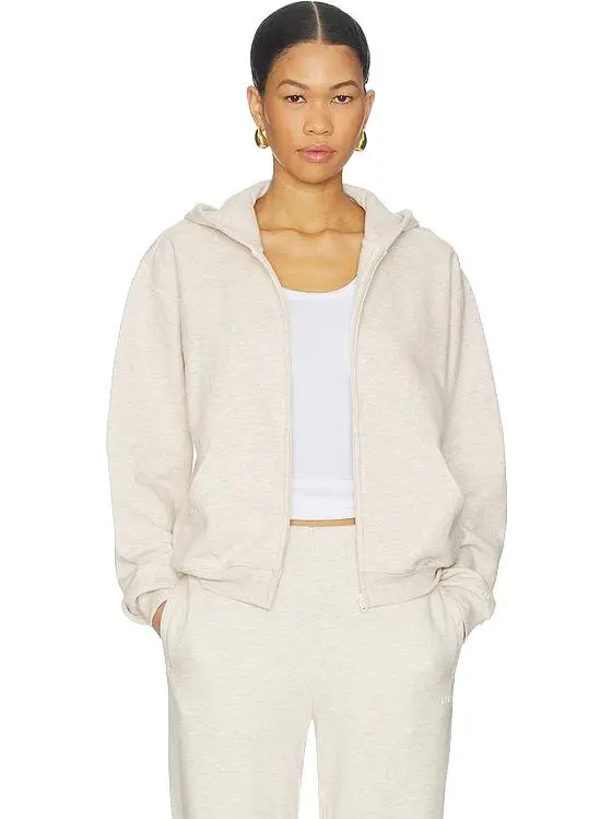 SKIMS Cotton Fleece Classic Zip Up Hoodie - Oatmeal Heather