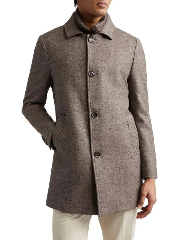 MOORER Virgin Wool Mouliné Monferrato Coat - Taupe