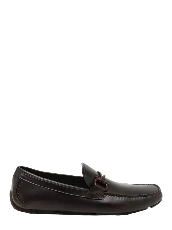 FERRAGAMO Gancini Leather Loafers - Brown