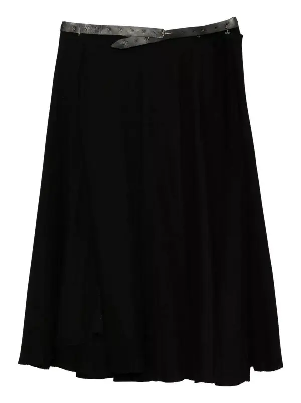MA+ A-line Skirt With Belt - Black