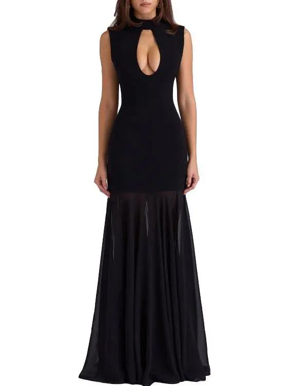 House Of Cb Raphaella Stretch Crepe Mermaid Gown - Black