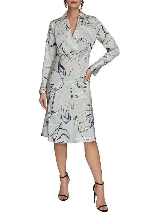 Donna Karan New York Long Sleeve Print Dress - Vellum Mul