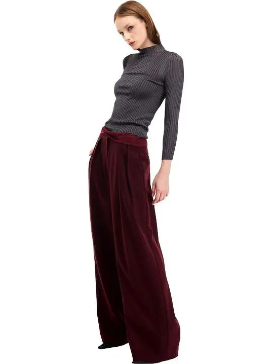 MOTHER OF ALL Elena Turtleneck Knit Top - Grey