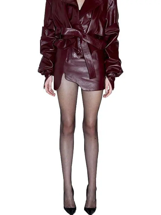 MOTHER OF ALL Ivy Leather Mini Skirt - Burgundy