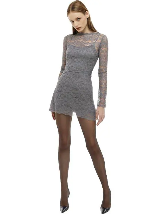 MOTHER OF ALL Refaela Lace Mini Dress - Grey