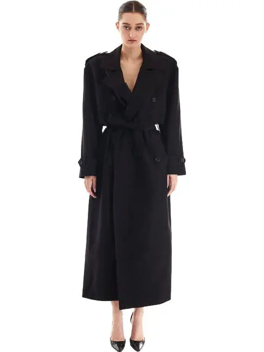 MOTHER OF ALL Brooklyn Long Trench Coat - Black