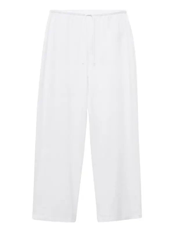 Mango Cotton Wide-leg Drawstring Pants - White