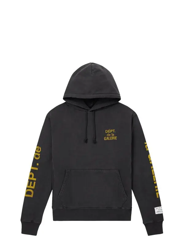 GALLERY DEPT. Logo-print Cotton-jersey Hoodie - Black